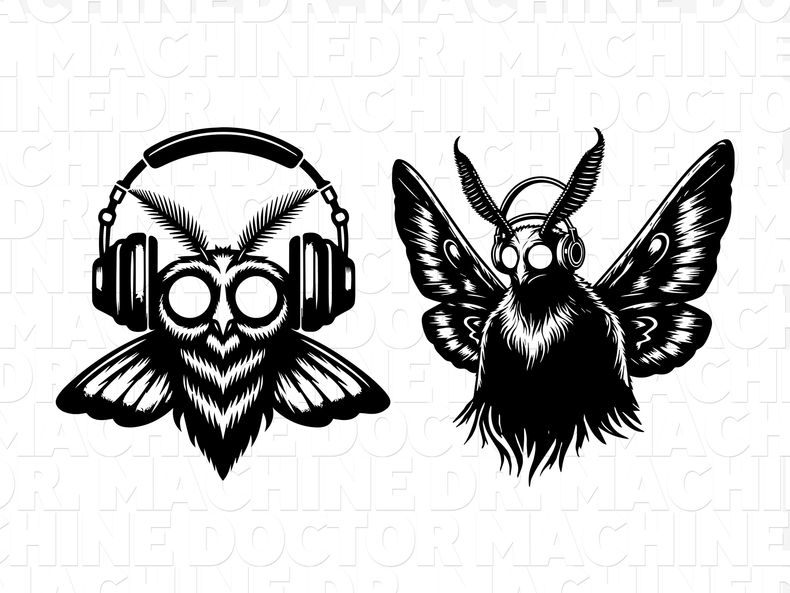 Mothman SVG BUNDLE #1, Urban Mothman With Headphones and Hoverboard ...