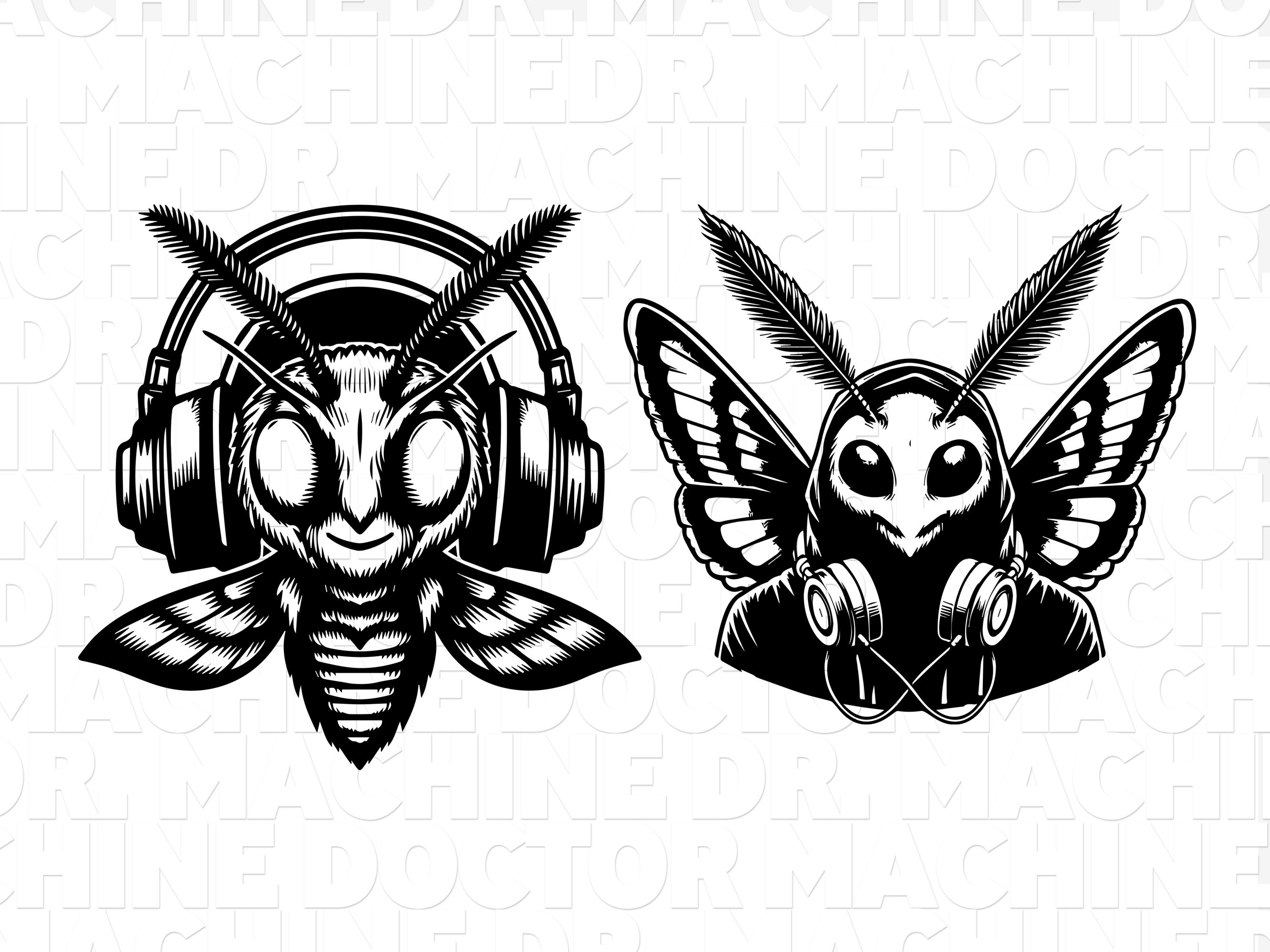 Mothman SVG BUNDLE #1, Urban Mothman With Headphones and Hoverboard ...