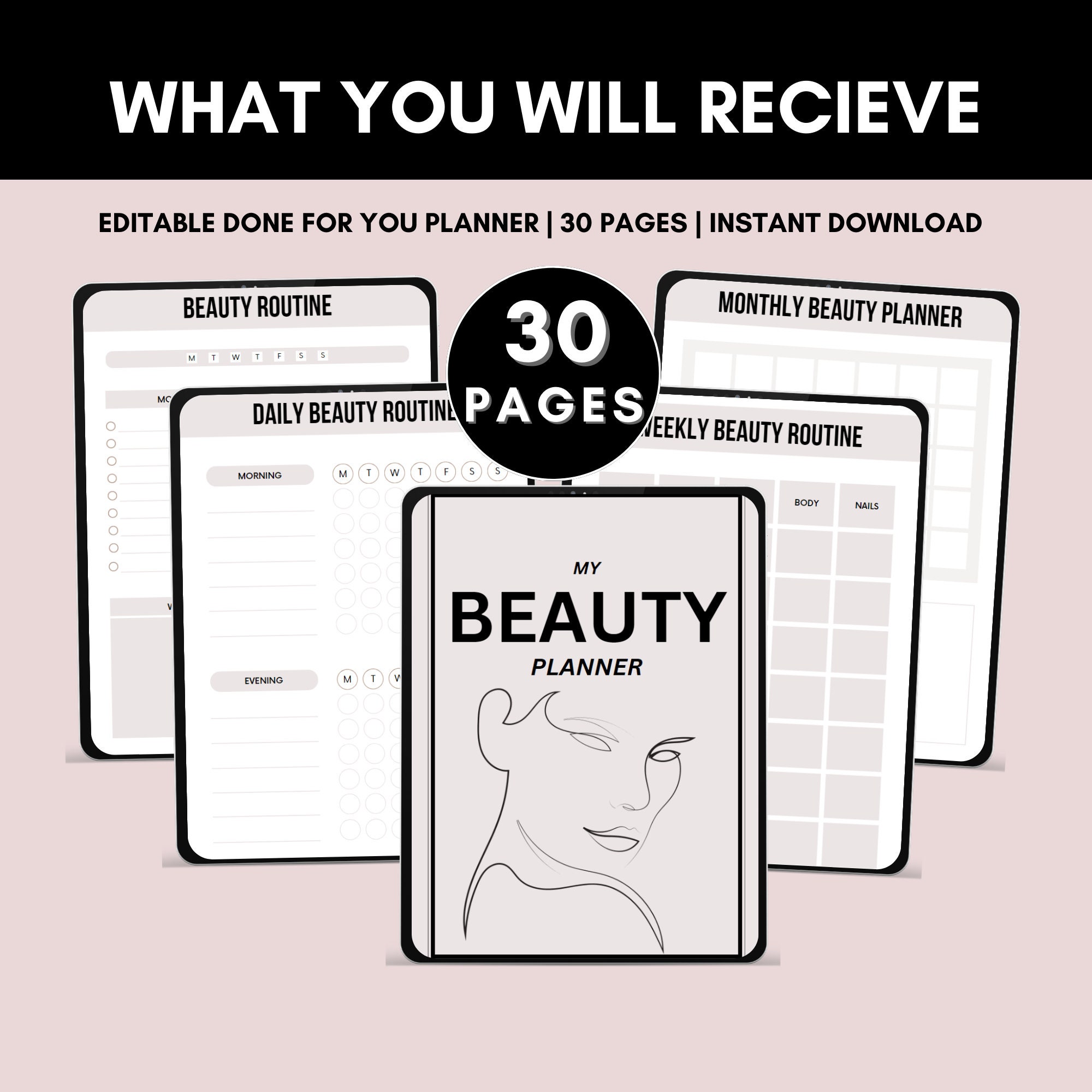 Beauty Planner Printable, Editable Beauty Routine, Beauty Planner ...
