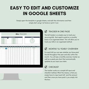 Bill Tracker Google Sheets, Google Sheets Bill Calendar, Monthly Bill Planner, Bill Payment ...