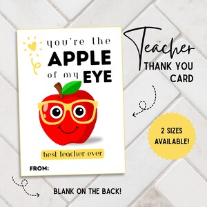 Apple Teacher Thank You Card: End of Year Gift Tag (PDF) - Etsy