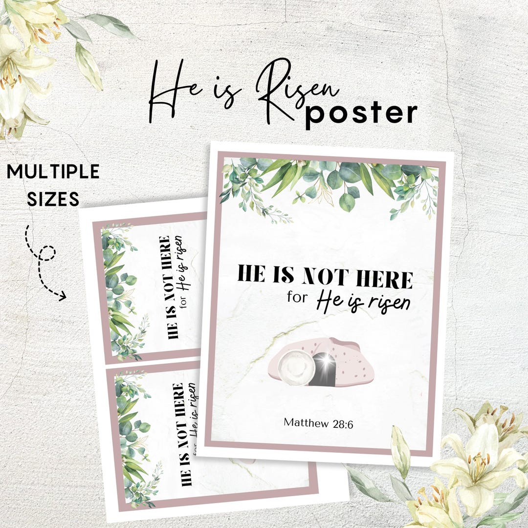 He is Risen Printable, Holy Week Printables, Christ-centered Easter ...