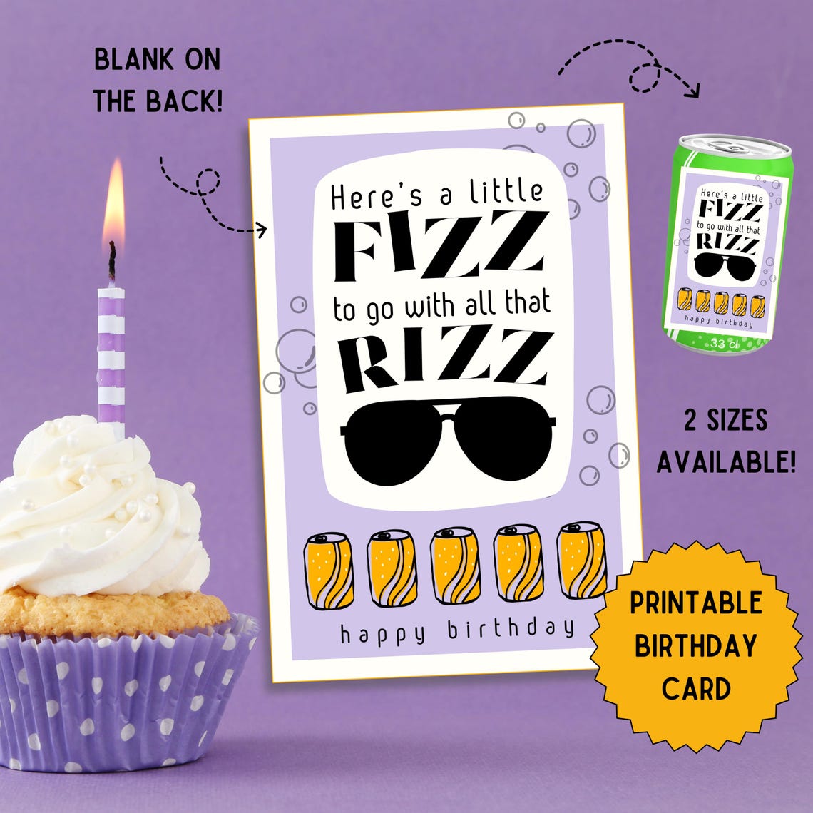 Funny 'rizz & Fizz' Soda Birthday Card (printable) - Etsy