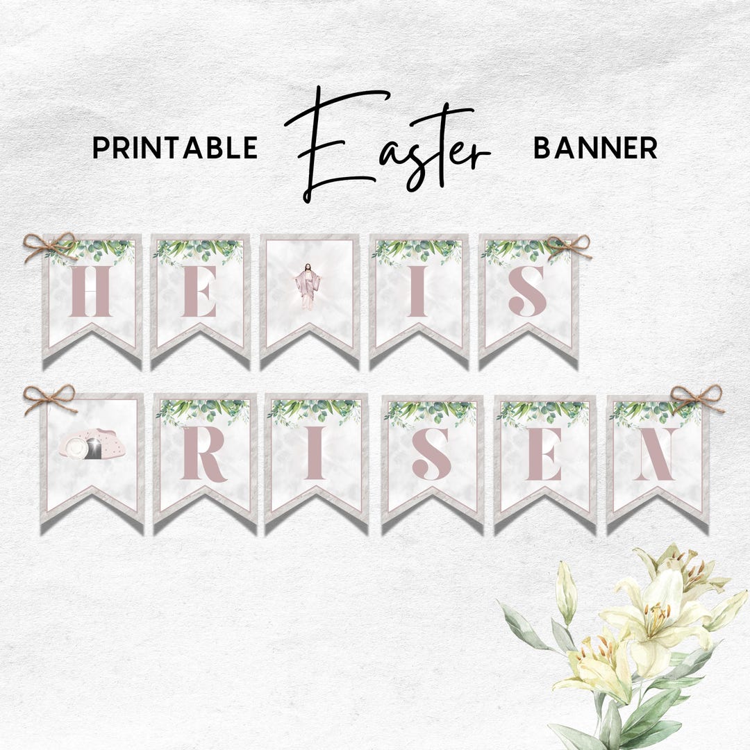 He is Risen Banner, Holy Week Printables, Christ-centered Easter Decor ...