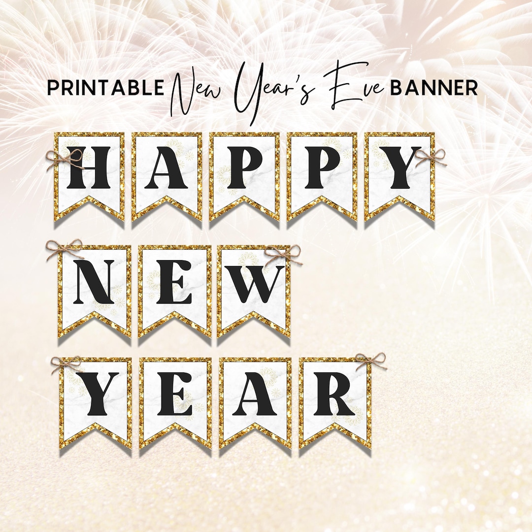 New Year's Banner, Happy New Year Banner, Printable New Year's Banner ...