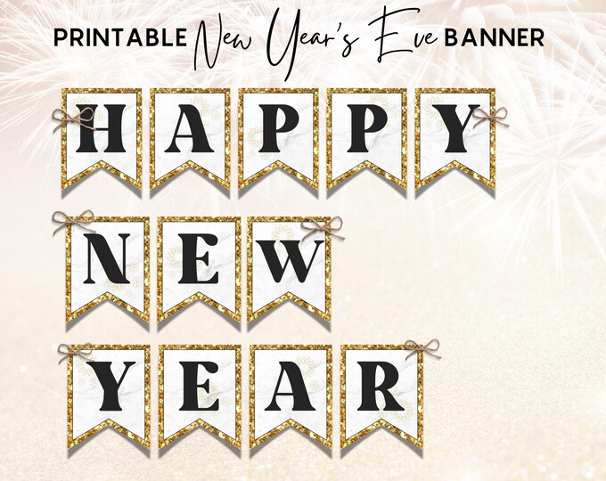 Happy New Year Banner 2025 Holiday Party Decor New Year's Eve Party ...