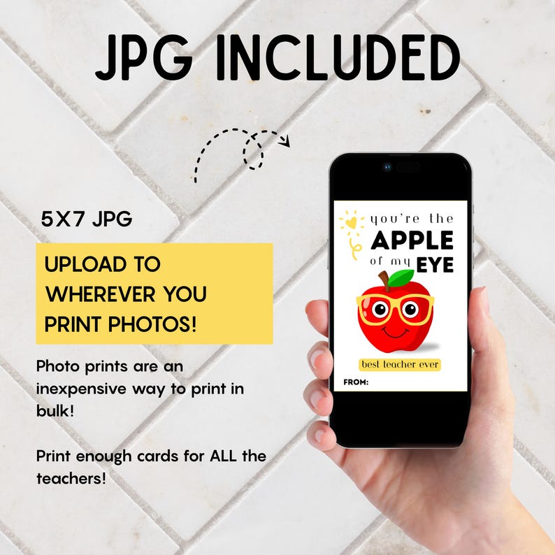 Apple Teacher Thank You Card: End of Year Gift Tag (PDF) - Etsy