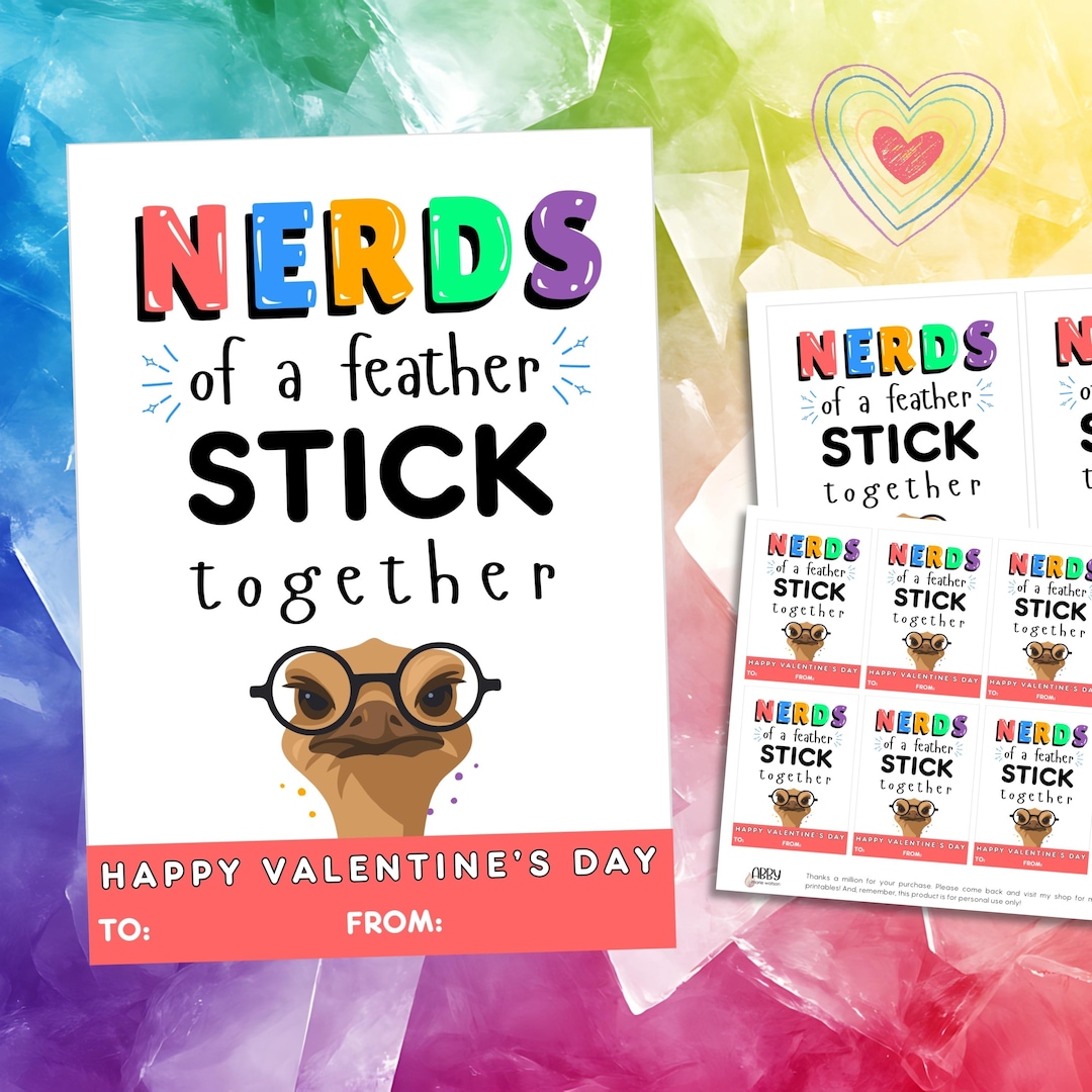 Candy Themed Valentine Card - Funny Bird Classroom Valentine Tag (PDF ...