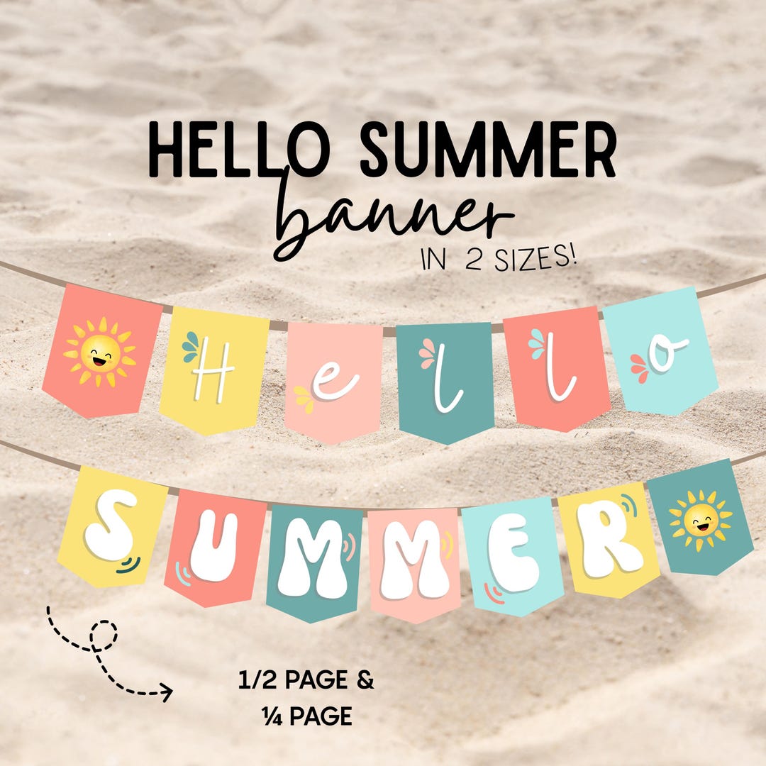 Hello Summer Banner: Printable Summer Party Decor (PDF) - Etsy