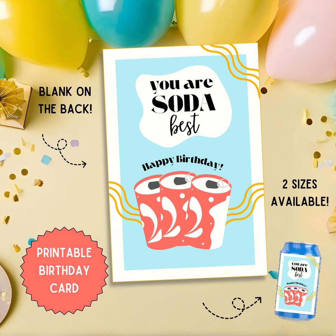 Soda Birthday Card, Trendy Printable Card (digital Download) - Etsy