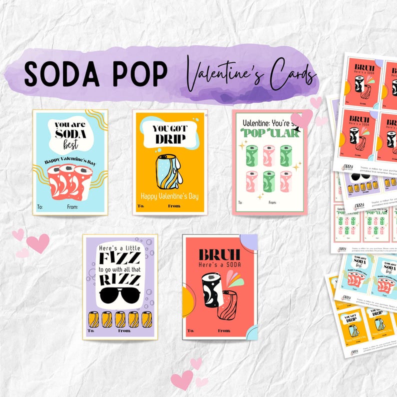Soda Pop Valentines: Funny Slang Cards for Kids (PDF) - Etsy