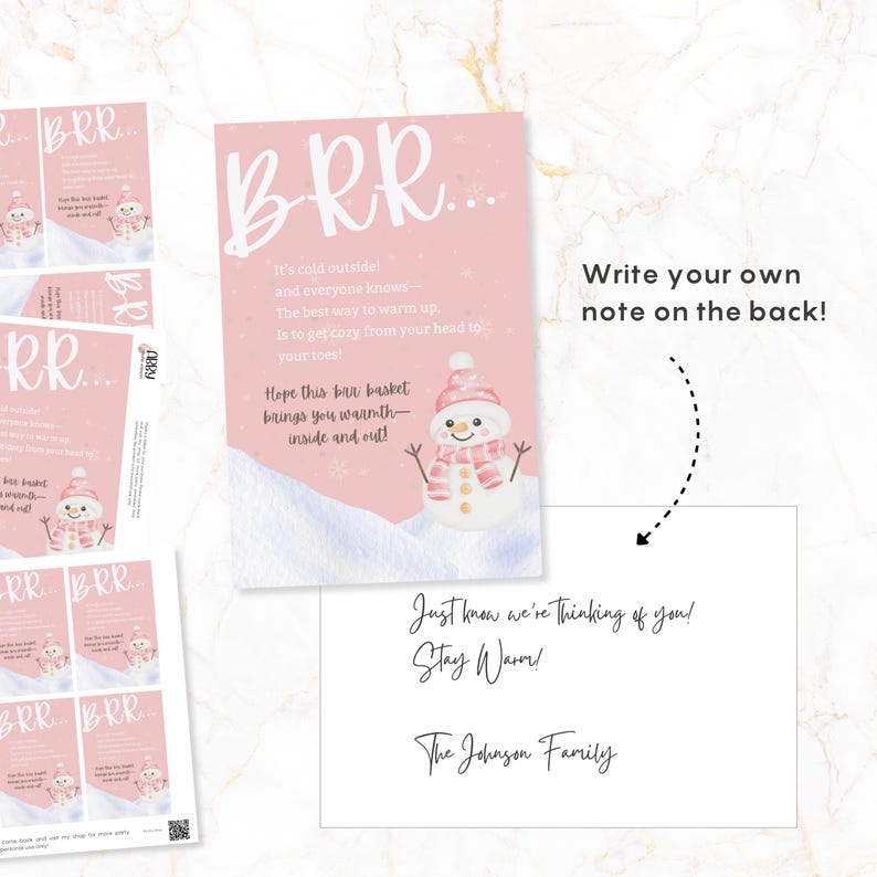 Brr Basket Gift Tag, Winter Gift Basket Card, Printable Christmas Card ...