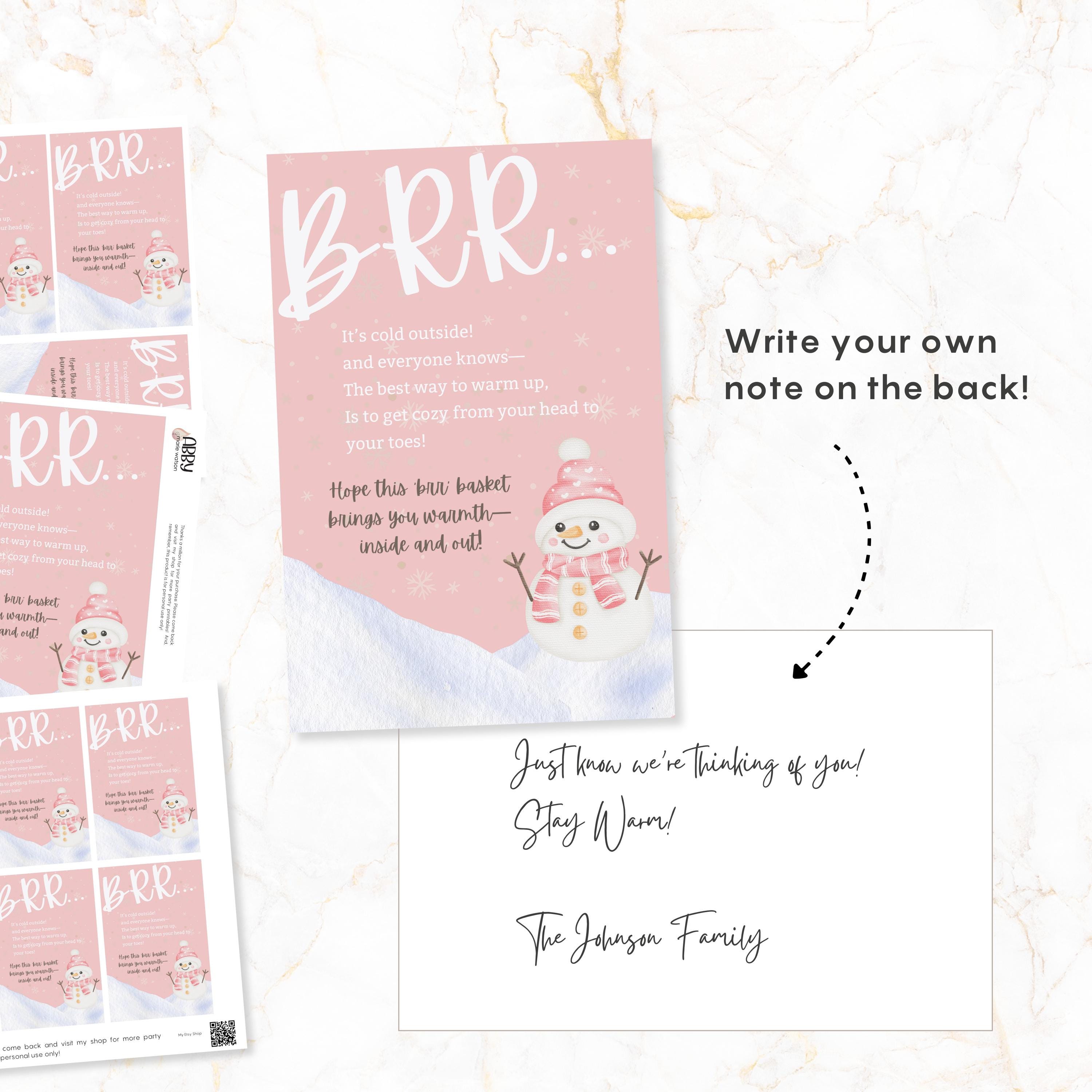 Brr Basket Gift Tag, Winter Gift Basket Card, Printable Christmas Card ...