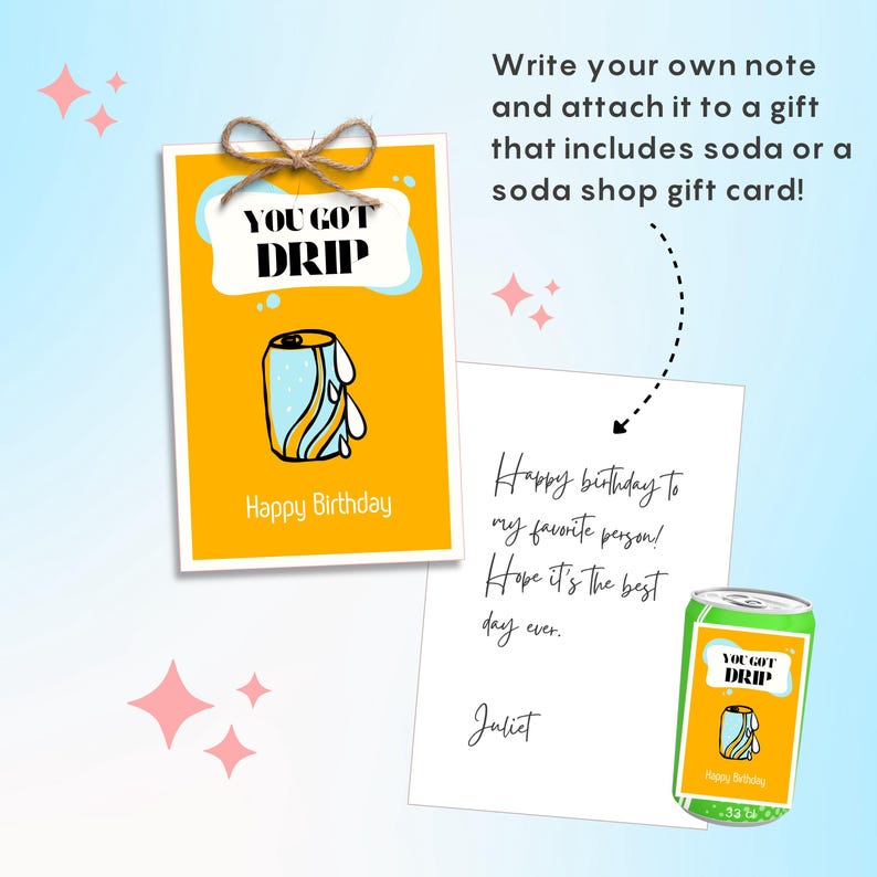 You Got Drip Birthday Card: Funny Slang Soda Gift (digital Download) - Etsy