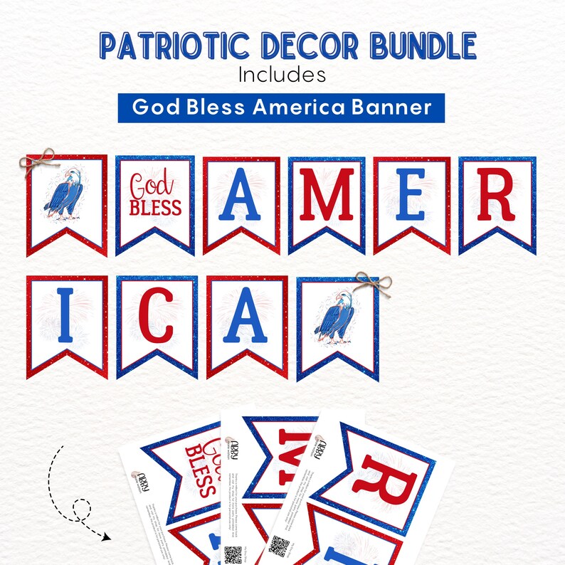 God Bless America, USA Printable, 4th of July Decor, Patriotic Decor ...