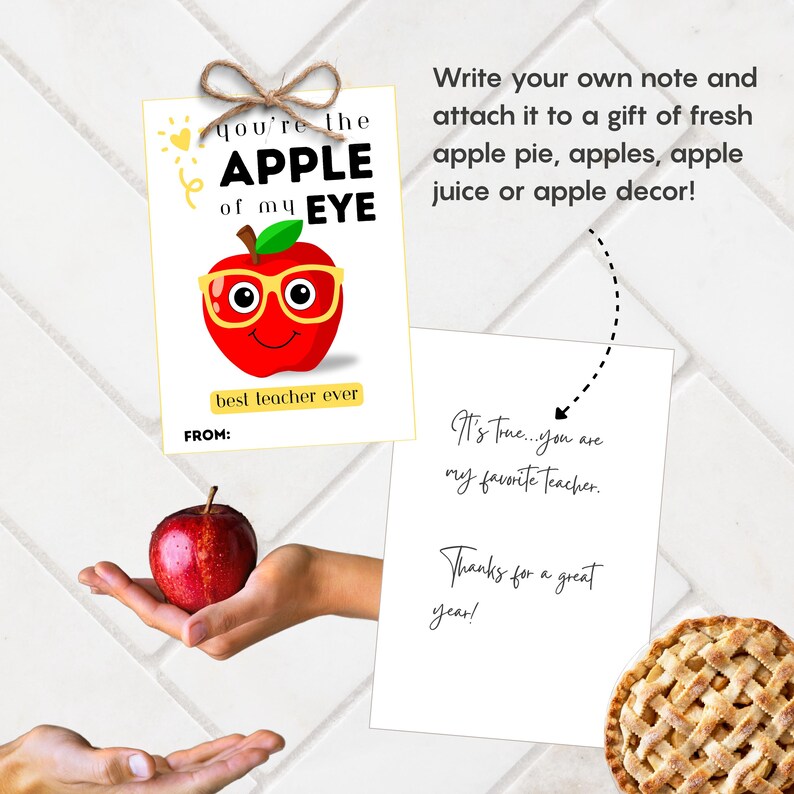 Apple Teacher Thank You Card: End of Year Gift Tag (PDF) - Etsy
