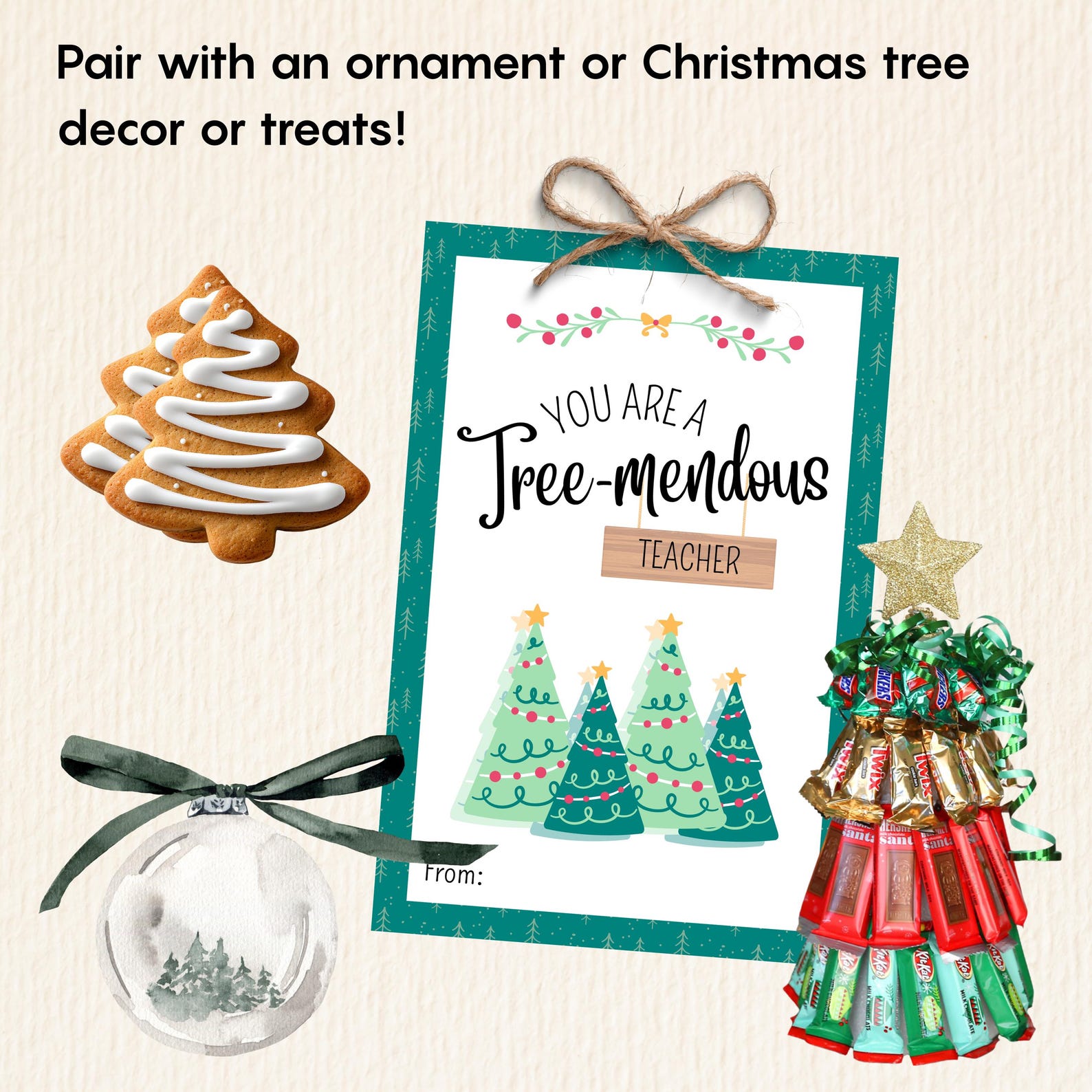 Christmas Gift Tag for Teachers: Printable Christmas Card (PDF & JPG ...
