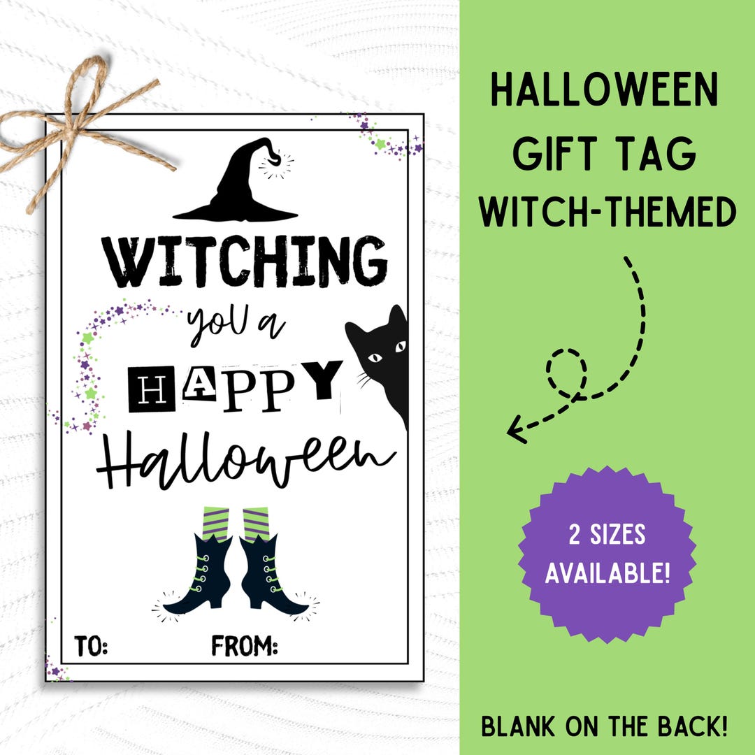 Witching You A Happy Halloween Gift Tag: Printable Witch Card (PDF ...