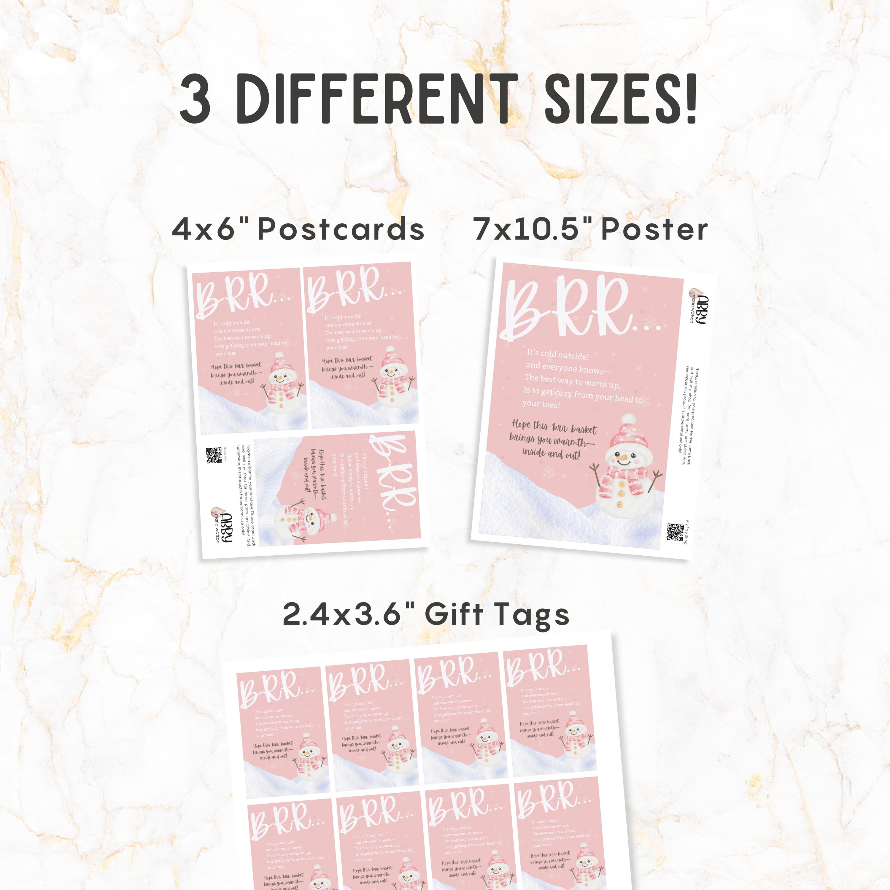Brr Basket Gift Tag, Winter Gift Basket Card, Printable Christmas Card ...