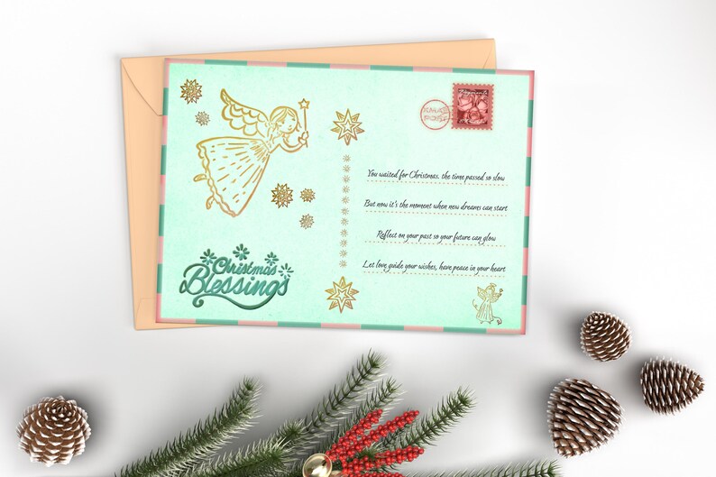 Christmas Card With Short Poem, Snow Angel & Christmas Stars ...