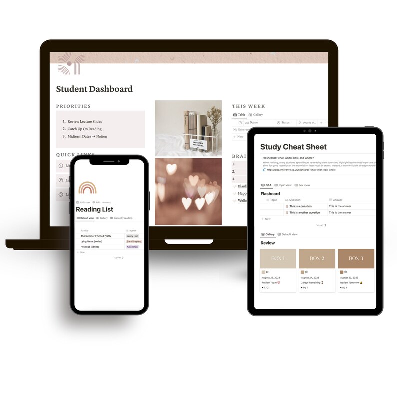 Notion Student Dashboard - Etsy