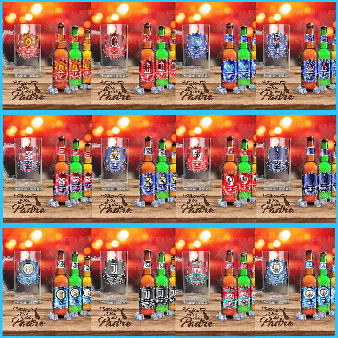 20 Labels Beer Bottle Father's Day Football Champions European English ...