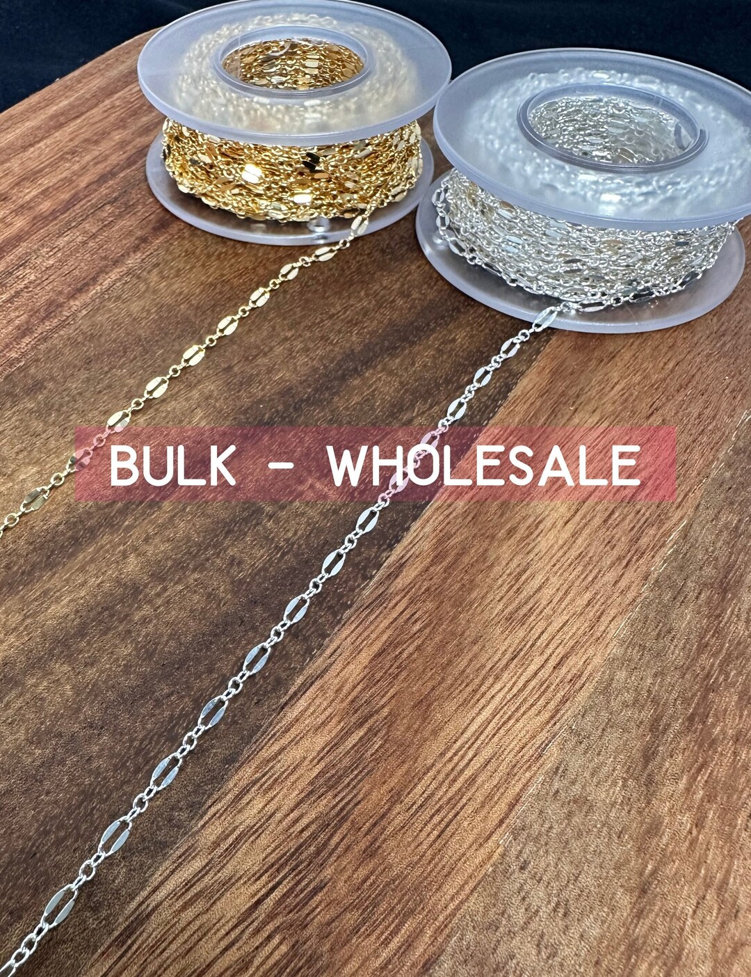 Long and Short Dapped Sequin Chain Sterling Silver Chain Gold Filled ...