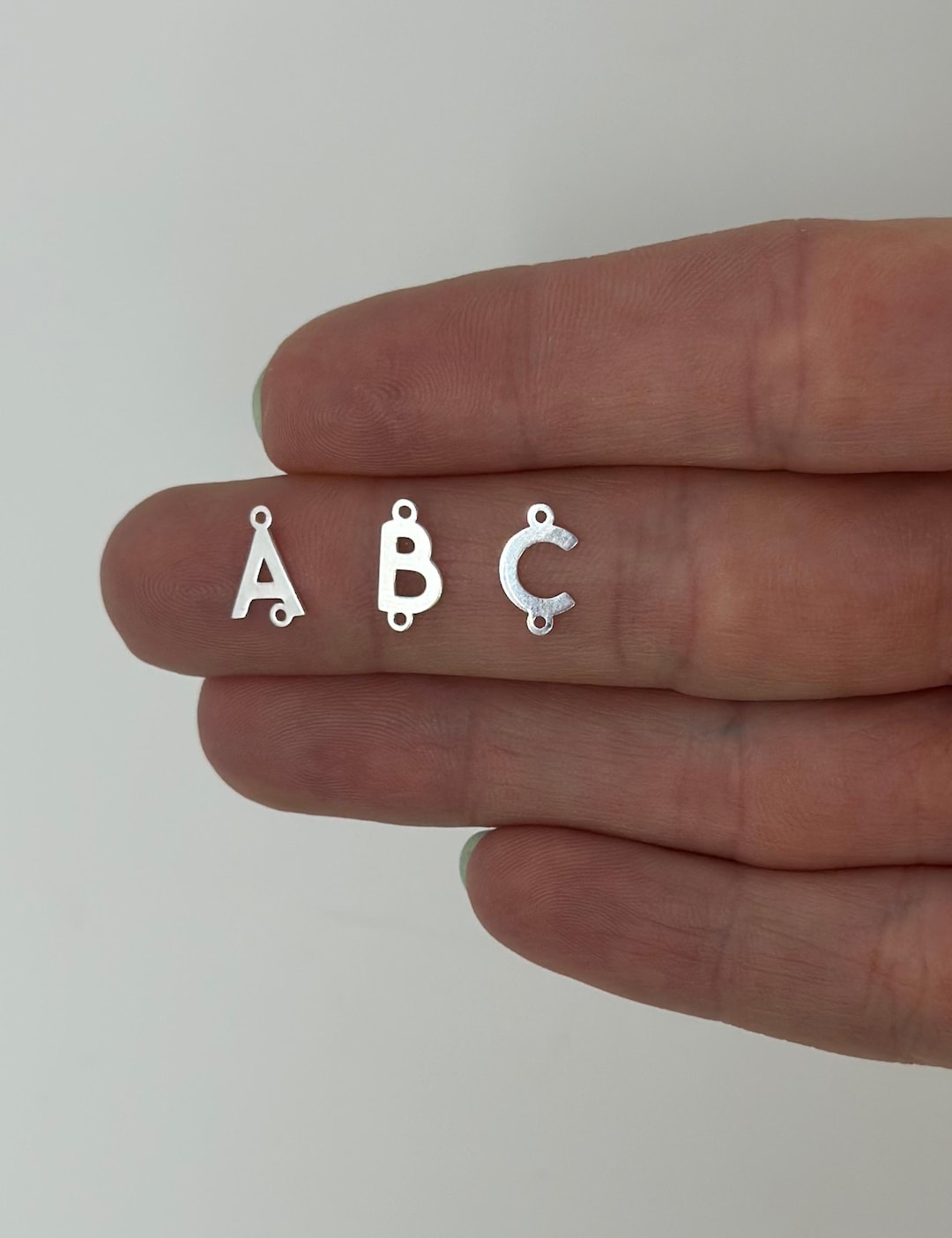 Sterling Silver Letter Charms Small Letter Connector Charm Permanent ...