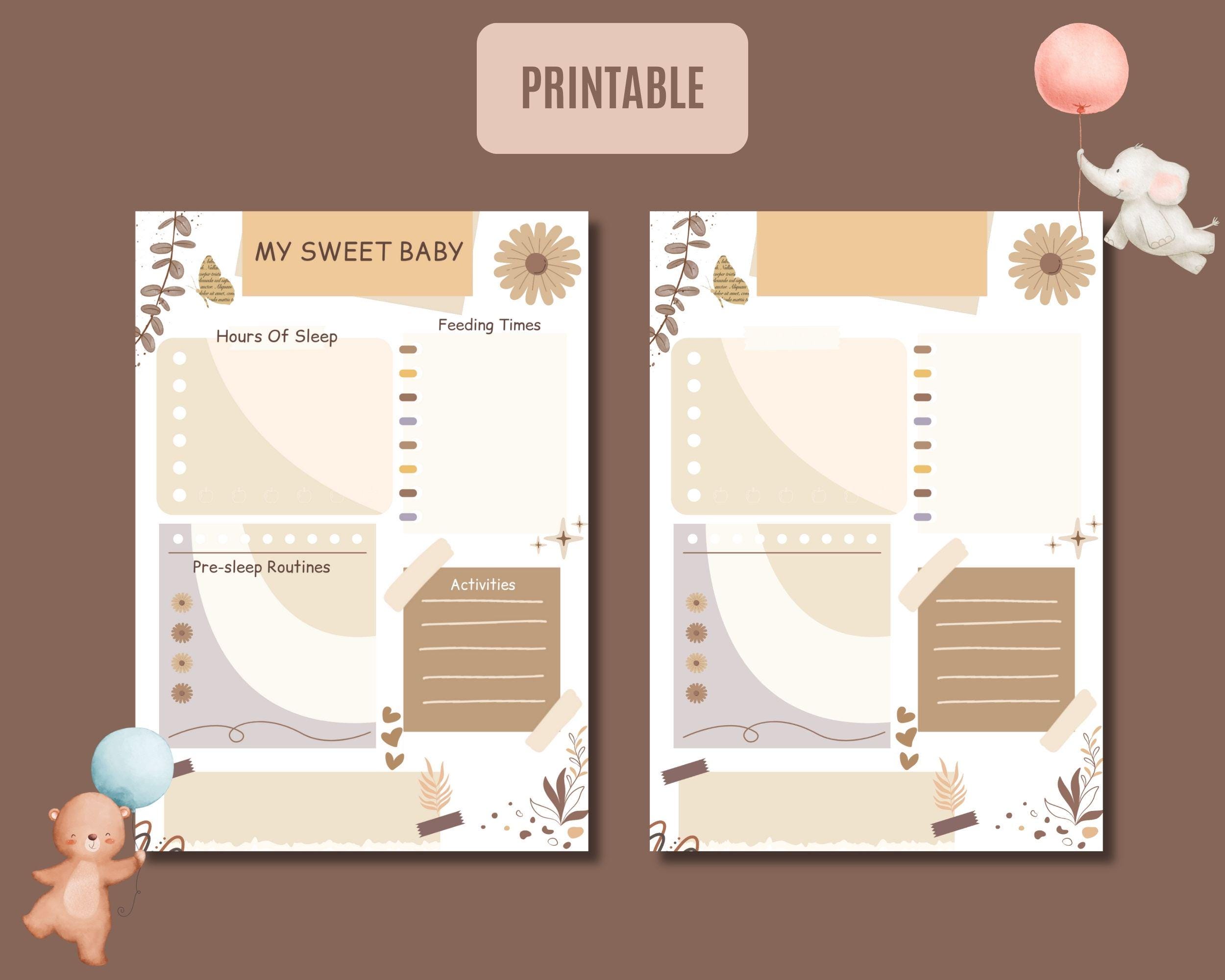 Printable, Routines,diary, Sleep Patterns, Feeding, Tracking, Baby's ...