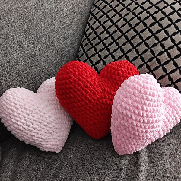 Crochet Heart Pillow - Etsy