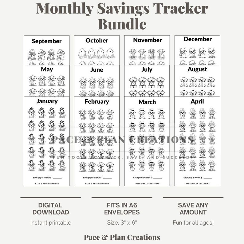 Monthly Savings Tracker Bundle - Digital Download - Etsy