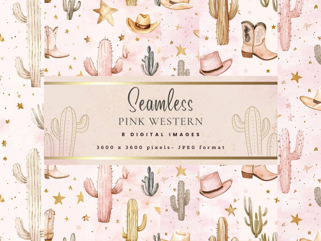 Pink Western Digital Seamless Papers - 8 Pink Cowboy Western Designs ...