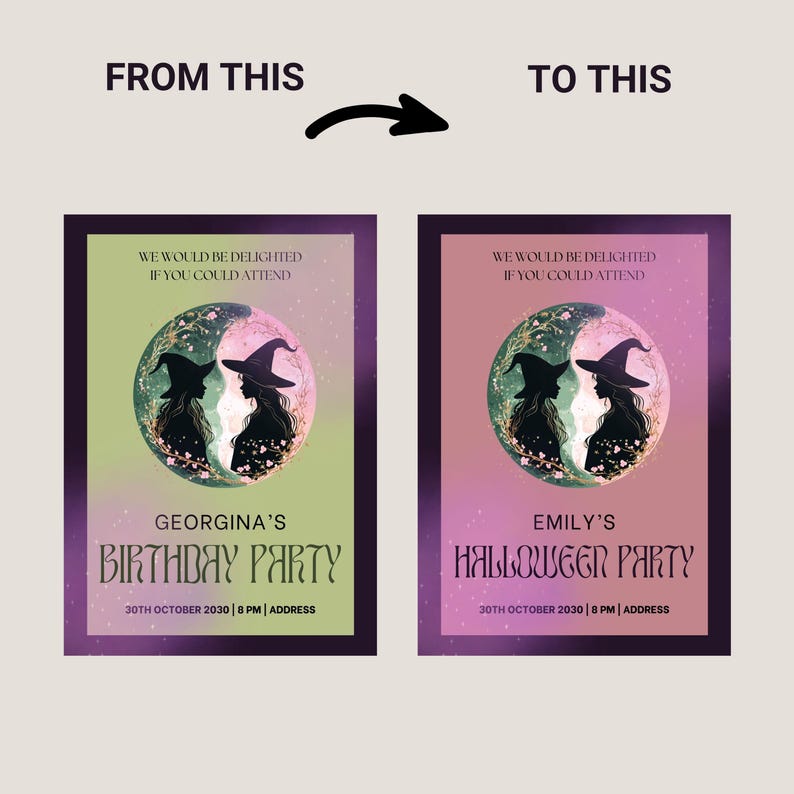 Wicked Inspired Birthday Invitation- Instant Download, Customizable ...