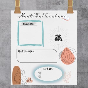 Editable and Printable Meet the Teacher Page, One Downloadable Sheet ...