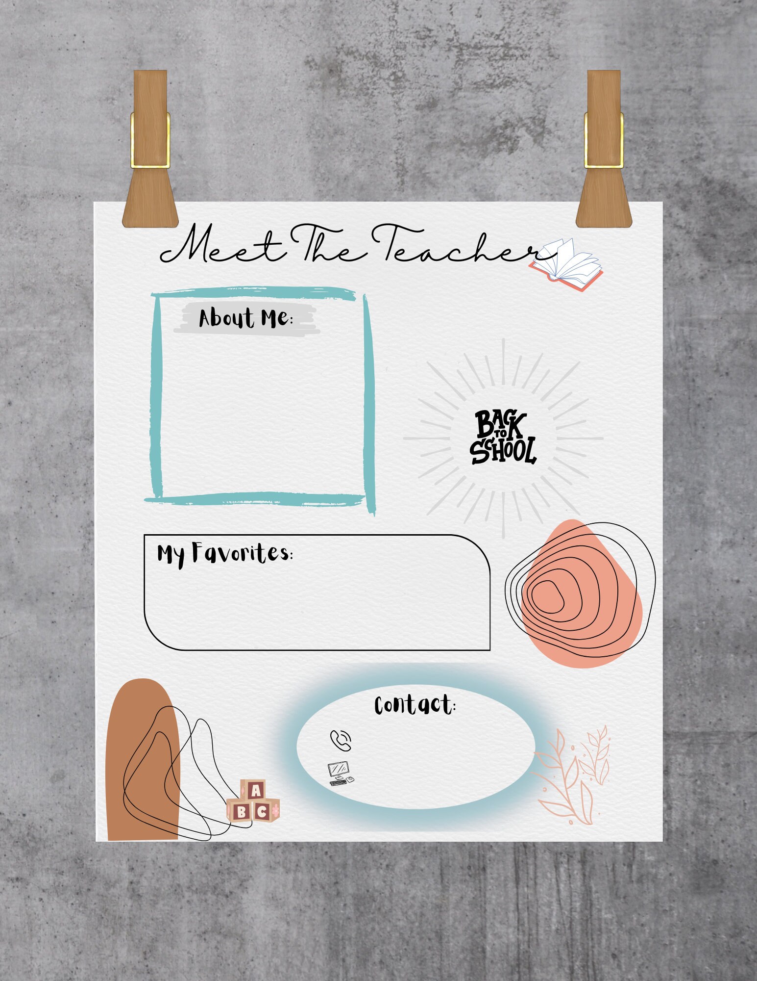 Editable and Printable Meet the Teacher Page, One Downloadable Sheet ...