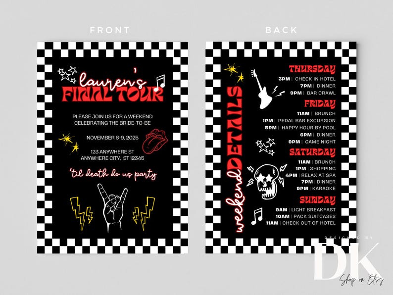Bachelorette Party Invitation + Itinerary | Final Tour | Editable - Etsy