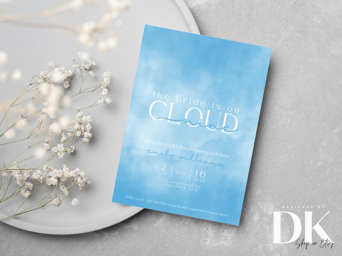 Bridal Shower Invitation | on Cloud Nine | Editable - Etsy