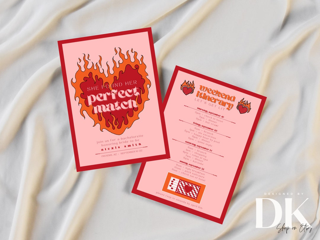 Bachelorette Party Invitation + Itinerary | She Found Her Perfect Match ...