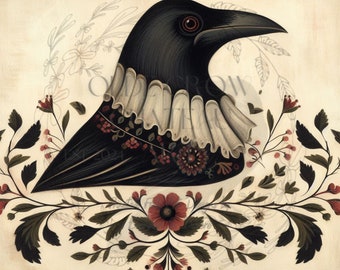 Early American Style Folk Art Digital Painting of Primitive Colonial ...