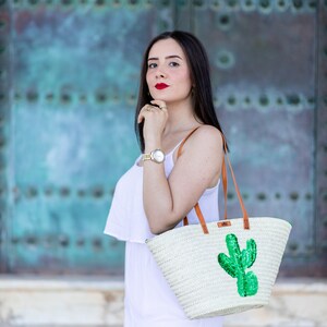 Green Cactus-inspired Straw Tote Bag Trendy Woven Basket With Unique ...
