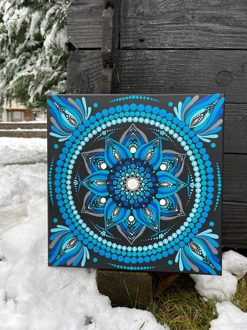 Mandala Dot Canvas Art Decor | Hand Painted Acrylic | 30 Cm Square ...