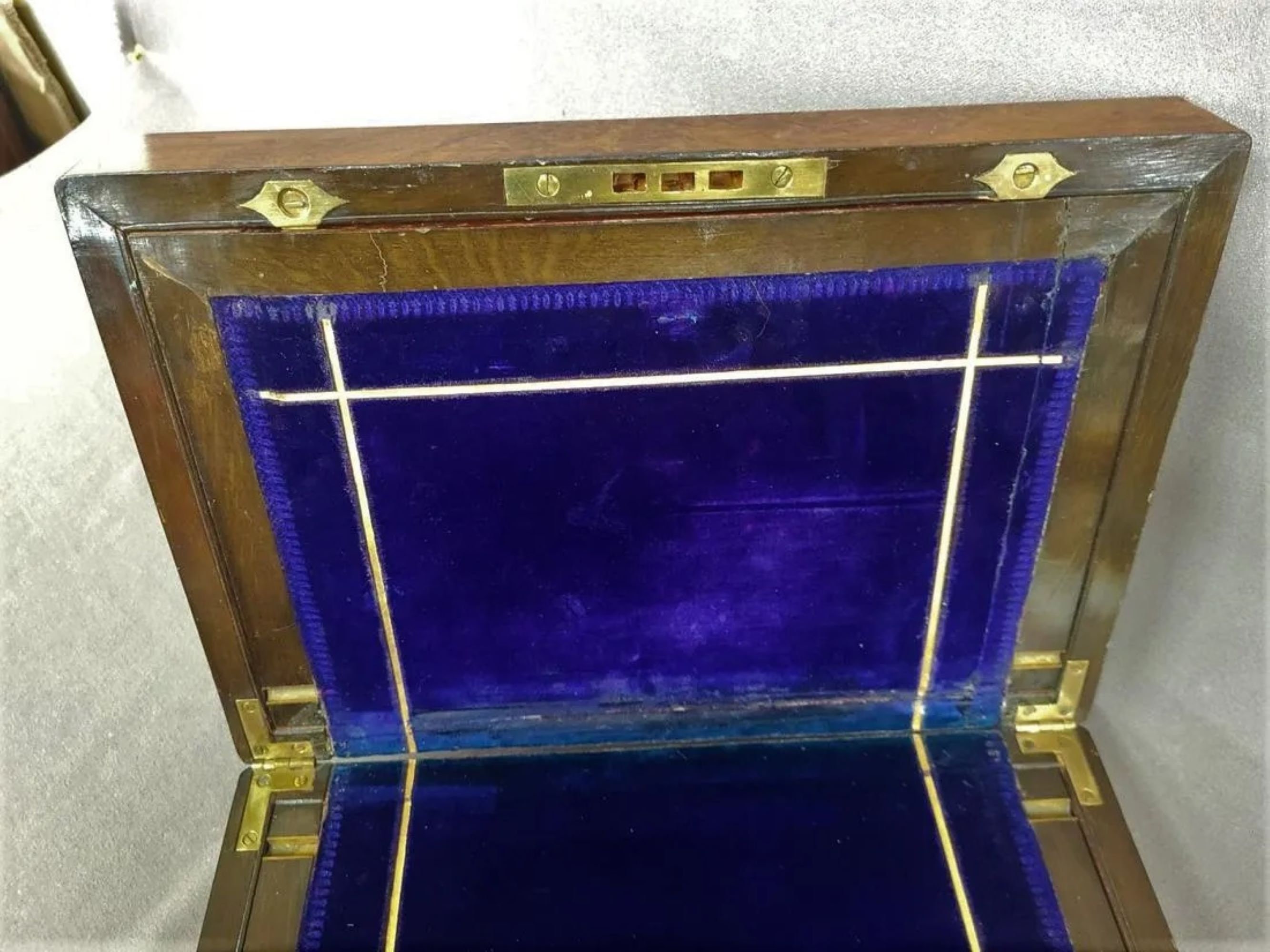 Antique Burl Walnut Lap Desk: Victorian Exotic Wood Writing Box With ...
