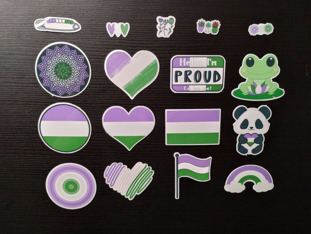 Genderqueer Flag Sticker Pack, 17 Pride Stickers, LGBT - Etsy