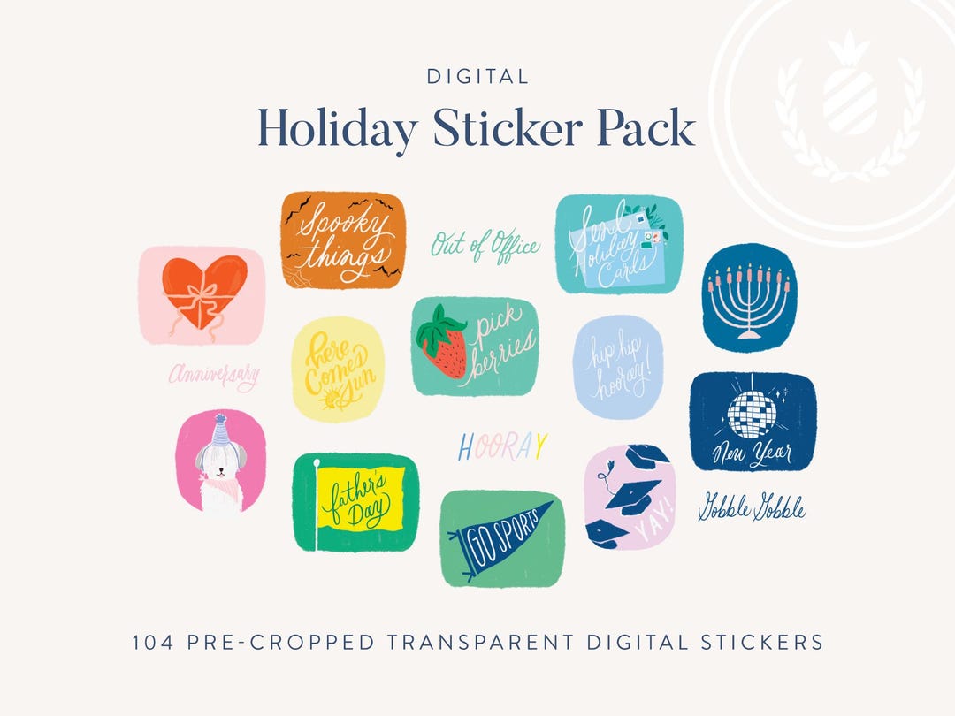 Digital Sticker Pack, Holiday Stickers, Seasonal Stickers, Festive ...