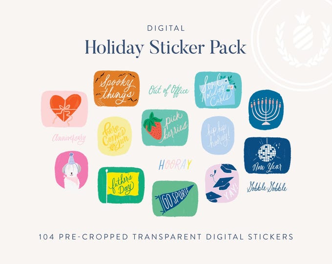 Digital Sticker Pack, Holiday Stickers, Seasonal Stickers, Festive ...