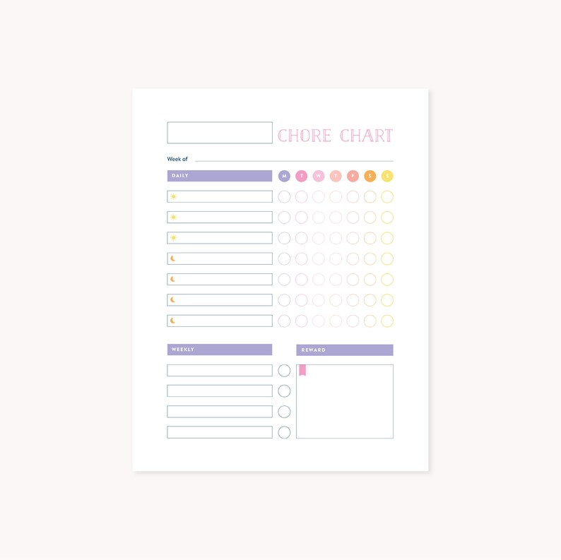 Chore Chart and Routine Chart, Printable Weekly Chore Chart - Etsy