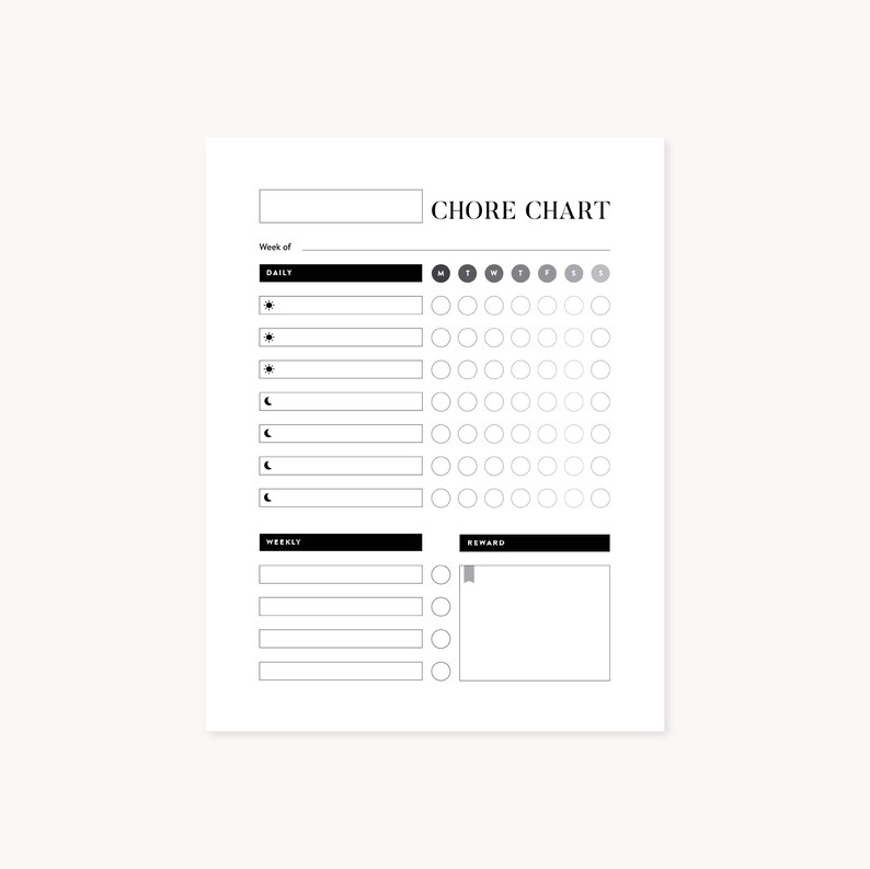 Chore Chart and Routine Chart, Printable Weekly Chore Chart - Etsy