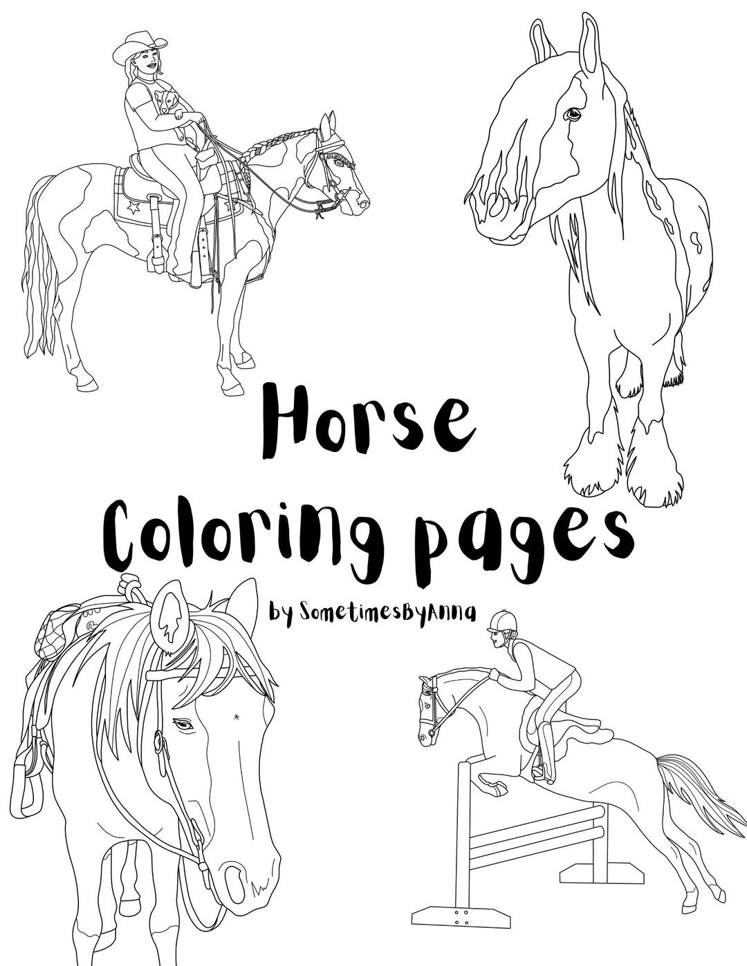 Horses 20 Coloring Pages - Etsy