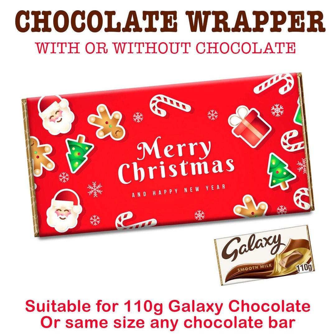 Merry Christmas and Happy New Year Chocolate Bar Wrapper Xmas Novelty ...
