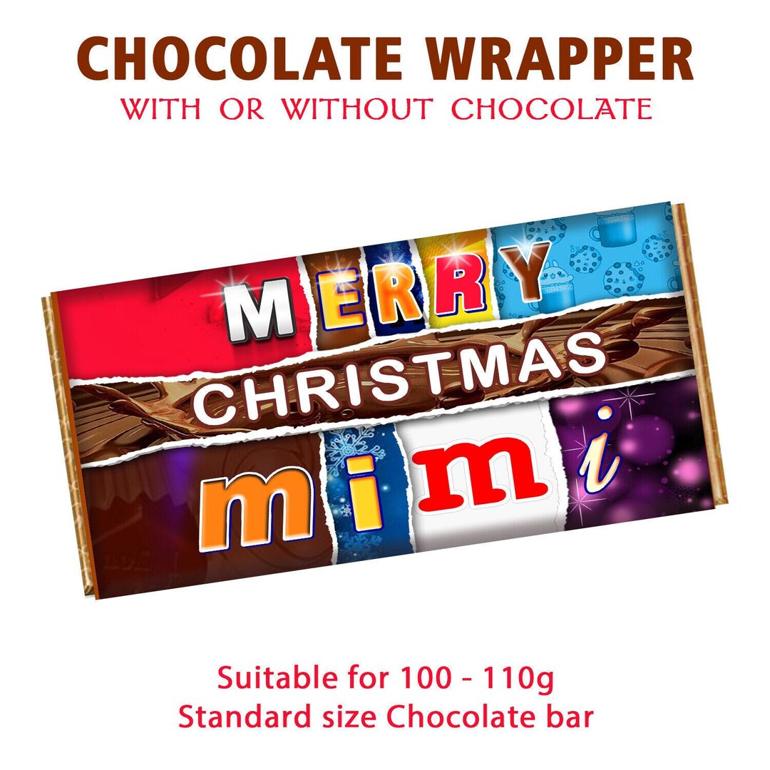 Merry Christmas Mimi Xmas Chocolate Bar Wrapper Novelty Gift for Nanny ...